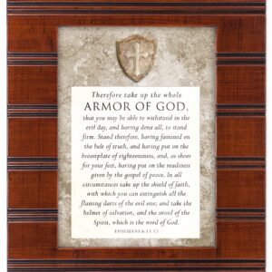 The Full Armor of God Ephesians 6:10-18 Wood Finish 8 x 10 Framed Wall Art Plaque