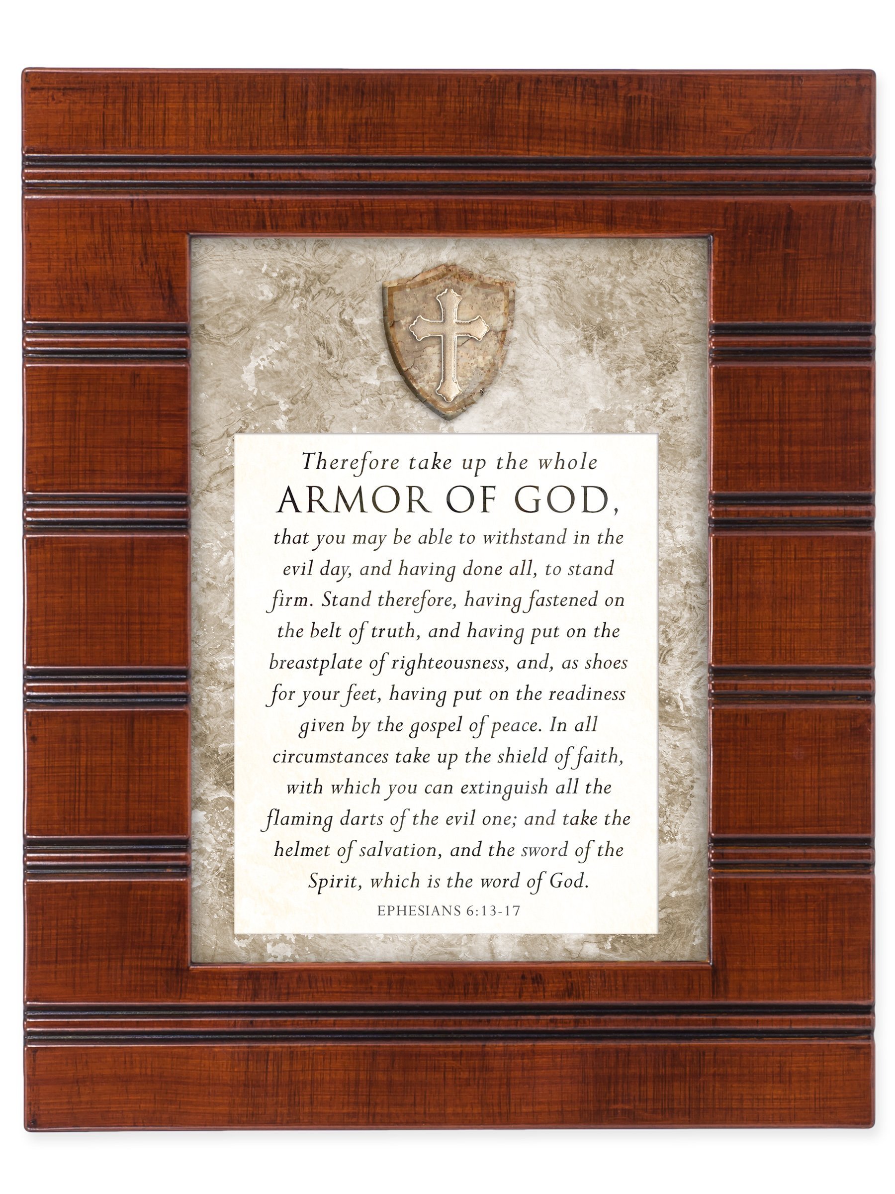 The Full Armor of God Ephesians 6:10-18 Wood Finish 8 x 10 Framed Wall Art Plaque