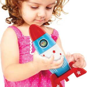 Svan Wooden Stacker Toy Space Rocket - 6 Magnetic Stacking Pieces - Magnet Building Set with Surprise Astronaut Inside, Fun Hands On Game for Kids, All Natural Wood, Childrens Interactive Play