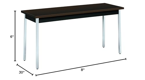 HON UTM2060MOPCH Utility Rectangular Table, 60" by 20" by 29", Mocha/Black