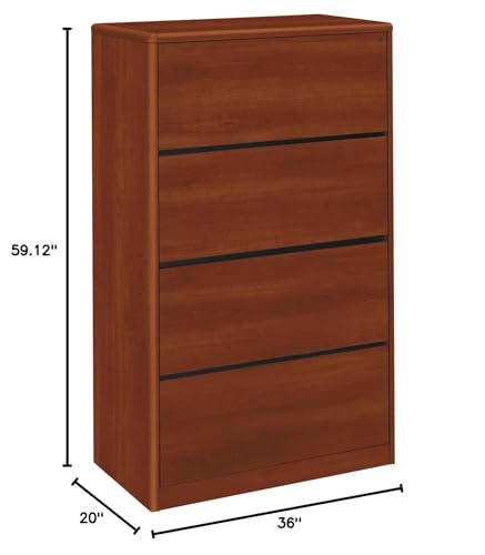 HON 10700 Series Four Drawer Lateral File, 36w x 20d x 59 1/8h, Cognac