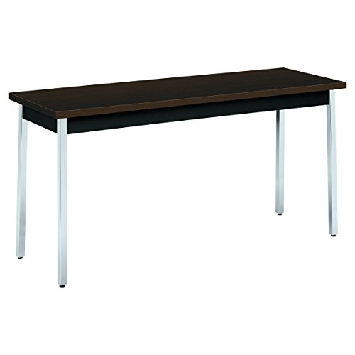 HON UTM2060MOPCH Utility Rectangular Table, 60" by 20" by 29", Mocha/Black