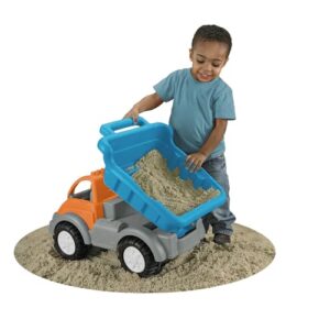 american plastic toys kids gigantic dump truck, made in usa, tilting dump bed, knobby wheels, & metal axles fit for indoors & outdoors, haul sand, dirt, or toys, for ages 2 and up (color may vary)