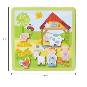 HABA Peter and Pauline's Farm Magnetic Game with 4 Background Scenes in Storage Tin