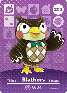 Blathers - Nintendo Animal Crossing Happy Home Designer Amiibo Card - 202