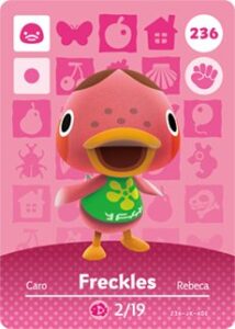 freckles - nintendo animal crossing happy home designer amiibo card - 236