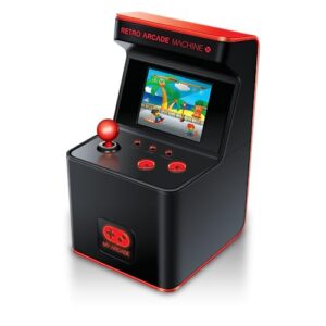 my arcade retro arcade machine x playable mini arcade: 300 retro style games built in, 5.75 inch tall, aa battery powered, 2.5 inch color display, illuminated buttons, speaker, volume control