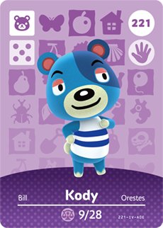 Kody - Nintendo Animal Crossing Happy Home Designer Amiibo Card - 221