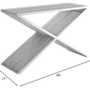 Modway Press Contemporary Modern Stainless Steel Console Table In Silver