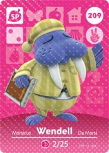 wendell - nintendo animal crossing happy home designer amiibo card - 209