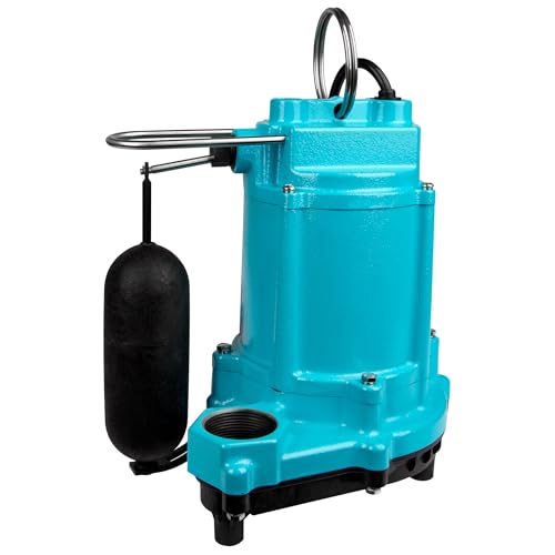 Little Giant 6EC-CIA-SFS 1/3 HP, 115-Volt, 3180 GPH Automatic Cast Iron Submersible Sump/Effluent Pump with Polypropylene Base, Integral Snap-Action Float Switch and 20-Ft. Cord, Blue, 506804