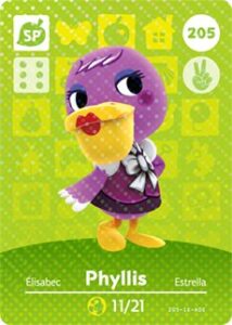 phyllis - nintendo animal crossing happy home designer amiibo card - 205