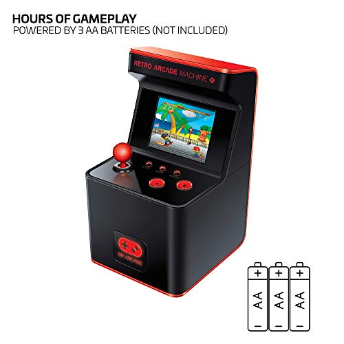 My Arcade Retro Arcade Machine X Playable Mini Arcade: 300 Retro Style Games Built In, 5.75 Inch Tall, AA Battery Powered, 2.5 Inch Color Display, Illuminated Buttons, Speaker, Volume Control