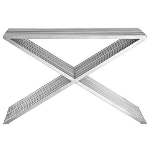 Modway Press Contemporary Modern Stainless Steel Console Table In Silver