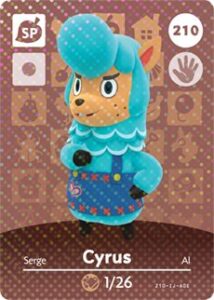 cyrus - nintendo animal crossing happy home designer amiibo card - 210