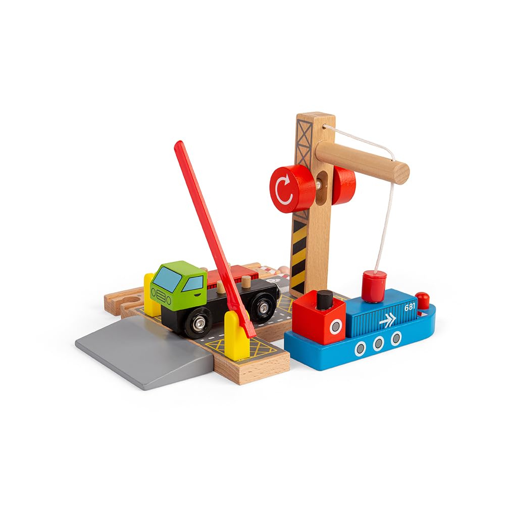 Bigjigs Rail, Shipping Container Yard, Wooden Toys, Wooden Crane, Wooden Train Track Accessories, Bigjigs Train Accessories, Train Toy, Kids Train Set