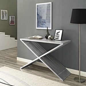 Modway Press Contemporary Modern Stainless Steel Console Table In Silver