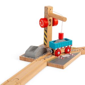 Bigjigs Rail Gravel Wooden Crane for Wooden Train Sets - Quality Bigjigs Train Accessories, Compatible with Other Major Wooden Railway Brands