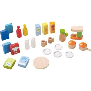 haba little friends dollhouse kitchen accessories - 24 piece set for 4" bendy dolls