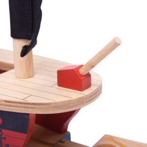 Bigjigs Rail Wooden Pirate Ship Galleon - Pirate Accessories for Wooden Train Sets, Bigjigs Train Accessories, Pirate Ship Toys for Kids, Wooden Toys for 3 4 5 Year Olds