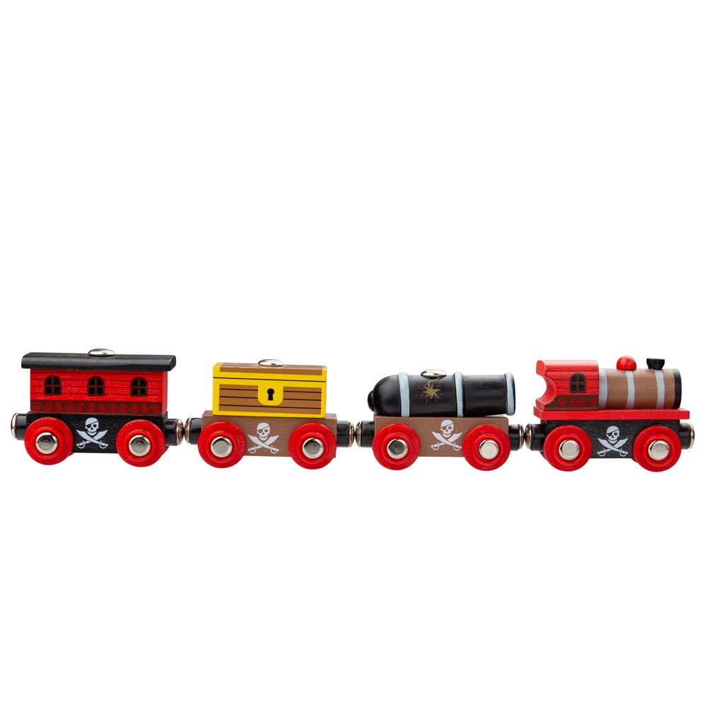 Bigjigs Rail Wooden Pirate Train - Other Major Wood Rail Brands are Compatible