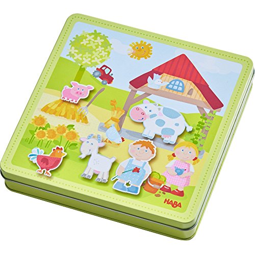 HABA Peter and Pauline's Farm Magnetic Game with 4 Background Scenes in Storage Tin