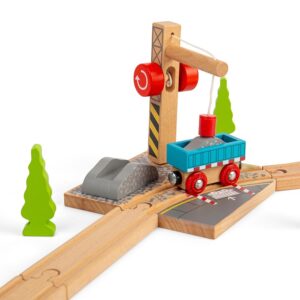 Bigjigs Rail Gravel Wooden Crane for Wooden Train Sets - Quality Bigjigs Train Accessories, Compatible with Other Major Wooden Railway Brands