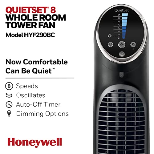 Honeywell QuietSet Tower Fan 8 Speed - Black