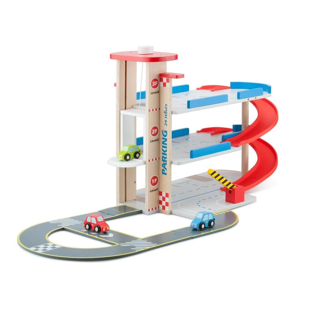 New Classic Toys - 11040 - Play Figures & Vehicles - Parking Garage with Track and 3 Cars, Multicolor