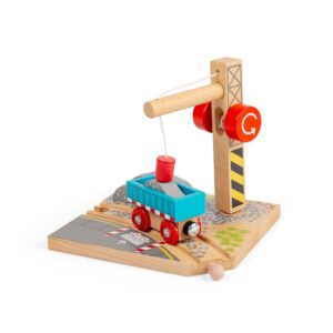 Bigjigs Rail Gravel Wooden Crane for Wooden Train Sets - Quality Bigjigs Train Accessories, Compatible with Other Major Wooden Railway Brands