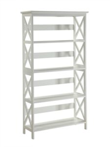 convenience concepts oxford 5 tier bookcase, white