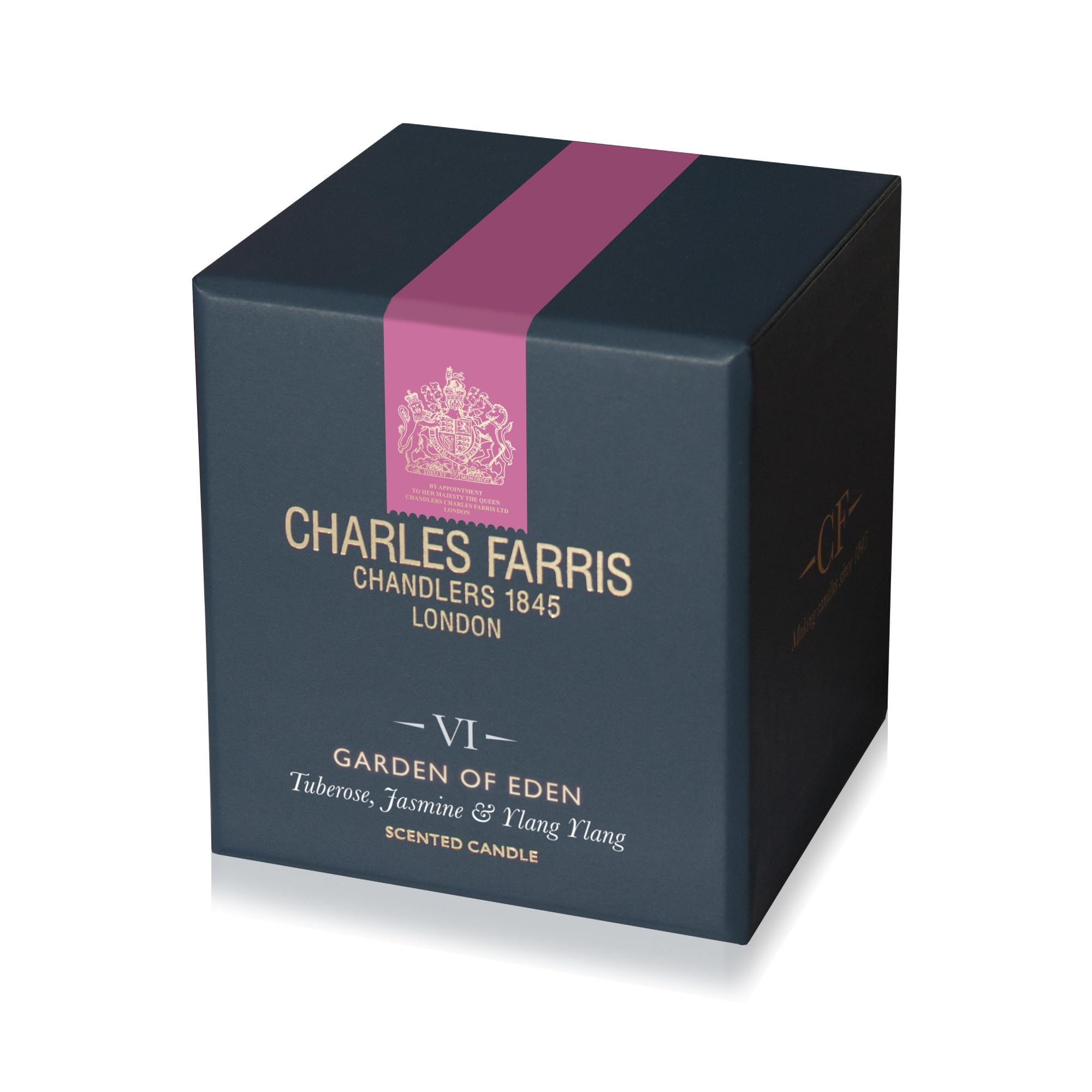 Charles Farris Luxury Scented Candle - Tuberose, Jasmine & Ylang Ylang - 50+ Hours Burn Time - Artisan Hand-Finished Glass Jar, Made in England (Garden of Eden)