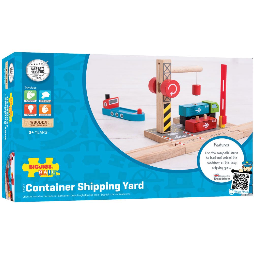 Bigjigs Rail, Shipping Container Yard, Wooden Toys, Wooden Crane, Wooden Train Track Accessories, Bigjigs Train Accessories, Train Toy, Kids Train Set