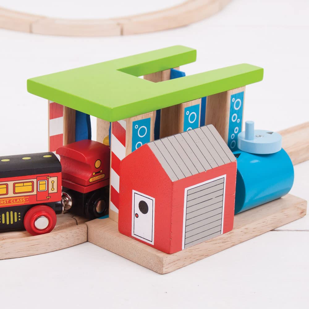 Bigjigs Rail, Wooden Train Washer, Wooden Toys, Bigjigs Train Accessories, Train Wash, Wooden Train Sets, Trains for Kids, Wooden Toys for 3 4 5 Year Olds