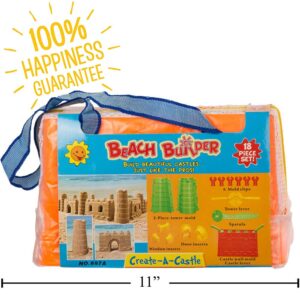 Liberty Imports Beach Builder Create a Sand Castle Pro Building Split Mold Sand Castle Construction, Plastic Beach Toy for Kids (18 Pcs)