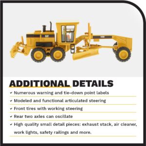 Diecast Masters Caterpillar 140H Motor Grader, Core Classics Series Cat Trucks & Construction Equipment | 1:50 Scale Model Diecast Collectible Model 85030C