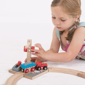 Bigjigs Rail Gravel Wooden Crane for Wooden Train Sets - Quality Bigjigs Train Accessories, Compatible with Other Major Wooden Railway Brands