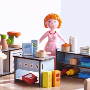 HABA Little Friends Dollhouse Kitchen Accessories - 24 Piece Set for 4" Bendy Dolls