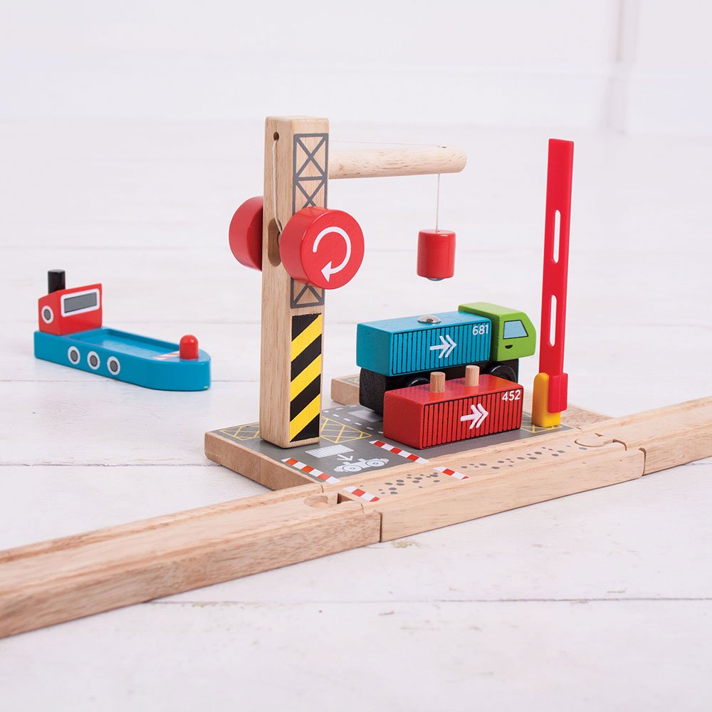 Bigjigs Rail, Shipping Container Yard, Wooden Toys, Wooden Crane, Wooden Train Track Accessories, Bigjigs Train Accessories, Train Toy, Kids Train Set