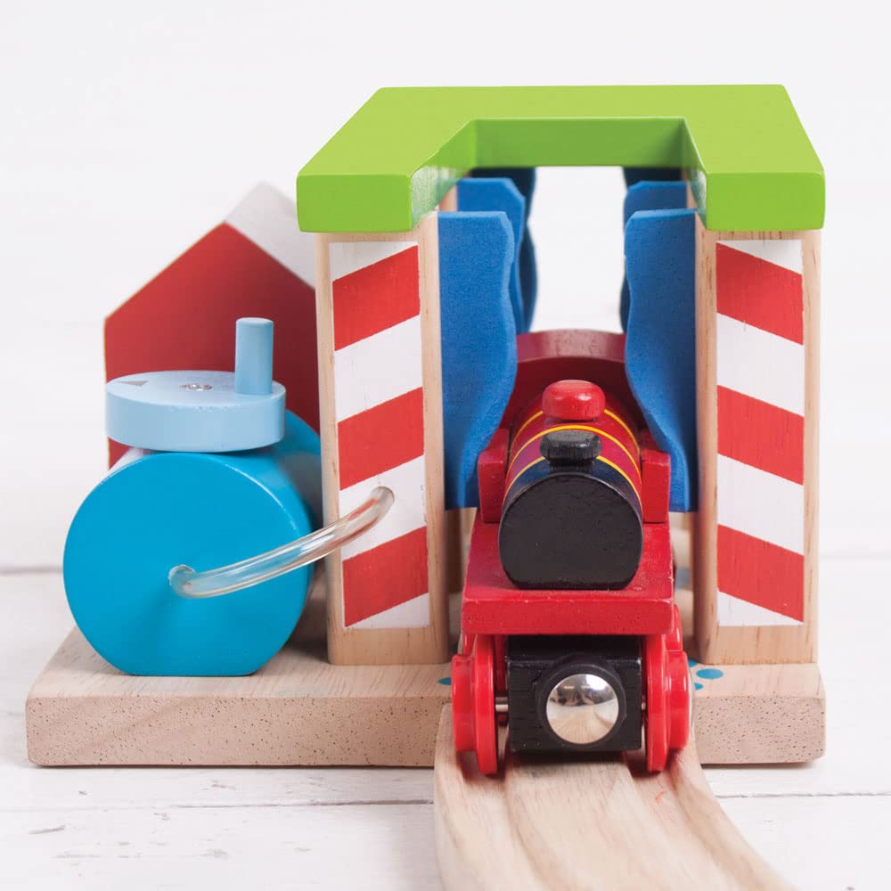 Bigjigs Rail, Wooden Train Washer, Wooden Toys, Bigjigs Train Accessories, Train Wash, Wooden Train Sets, Trains for Kids, Wooden Toys for 3 4 5 Year Olds