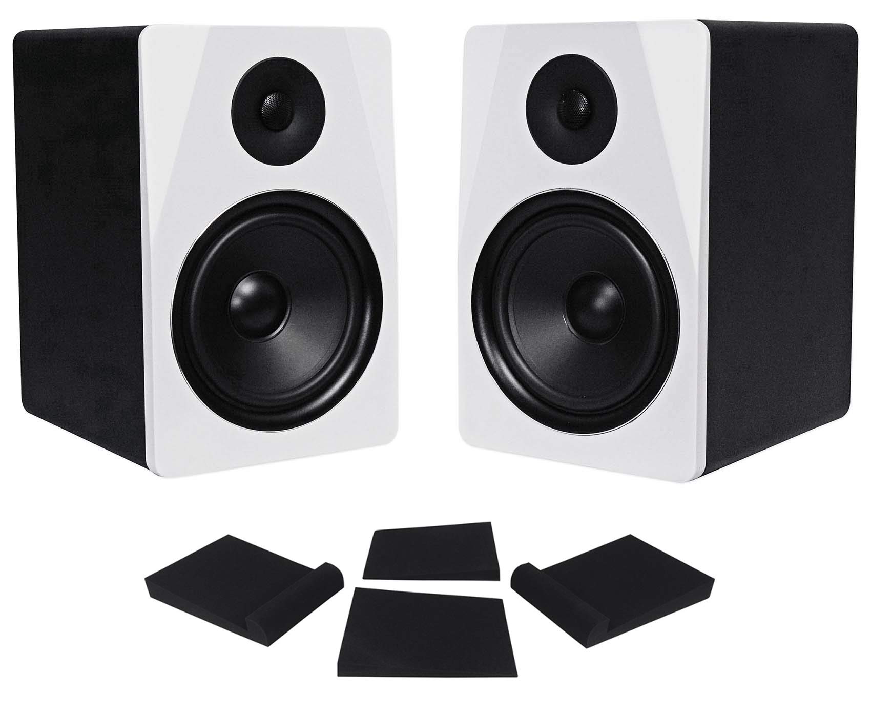 Rockville Pair APM8W 8" 2-Way 500 Watt Powered USB Studio Monitor Speakers+Pads