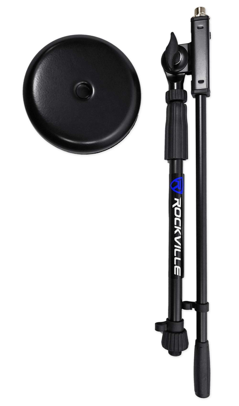 Rockville Kick Drum/Guitar Amp Mic Stand, Steel Round Base+Fixed Boom+Rubber Pad (RKDS)