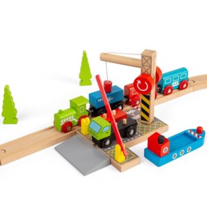 Bigjigs Rail, Shipping Container Yard, Wooden Toys, Wooden Crane, Wooden Train Track Accessories, Bigjigs Train Accessories, Train Toy, Kids Train Set