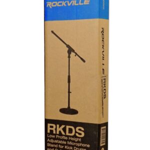 Rockville Kick Drum/Guitar Amp Mic Stand, Steel Round Base+Fixed Boom+Rubber Pad (RKDS)