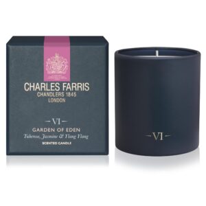 charles farris luxury scented candle - tuberose, jasmine & ylang ylang - 50+ hours burn time - artisan hand-finished glass jar, made in england (garden of eden)