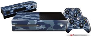 wraptorcamo digital camo navy - holiday bundle wraptorskinz decal style vinyl skin wrap compatible with xbox one original console, kinect and 2 controllers (gaming system not included)