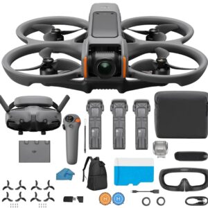 DJI Avata 2 Fly More Combo (3 Batteries), FPV Drone with Camera 4K, Immersive Experience, One-Push Acrobatics, Built-in Propeller Guard, 155° FOV, Camera Drone Compliant with FAA Remote ID With 128gb Micro SD, Backpack, Landing Pad and More Bundle