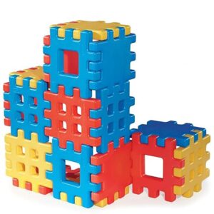 little tikes big waffle block set - 18 pieces, blue/red/yellow