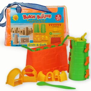 liberty imports beach builder create a sand castle pro building split mold sand castle construction, plastic beach toy for kids (18 pcs)