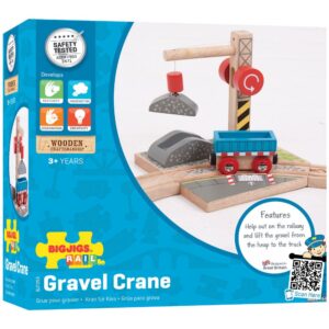 Bigjigs Rail Gravel Wooden Crane for Wooden Train Sets - Quality Bigjigs Train Accessories, Compatible with Other Major Wooden Railway Brands